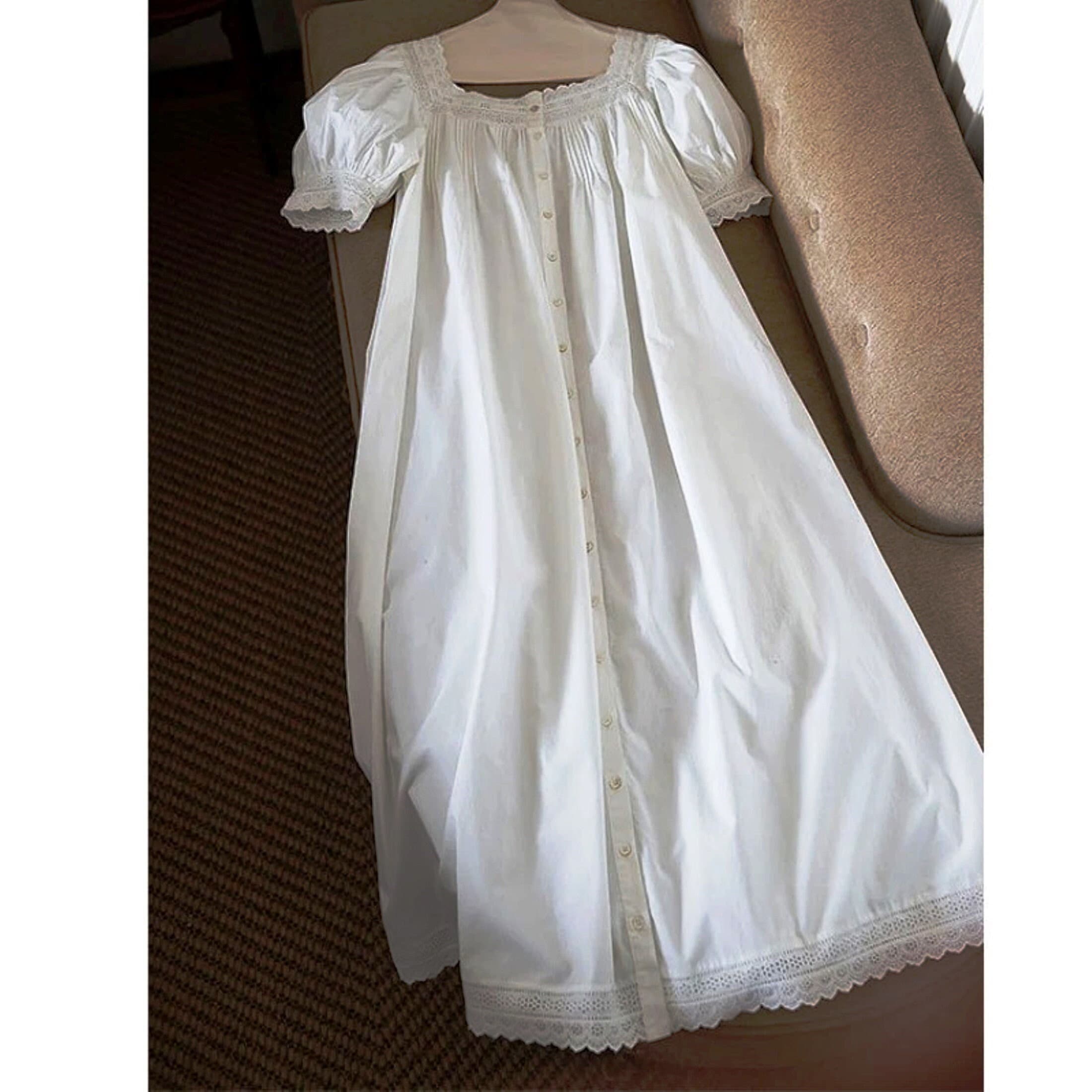 Handmade Cotton Victorian Nightgown: Edwardian Lace Sleepwear - Etsy