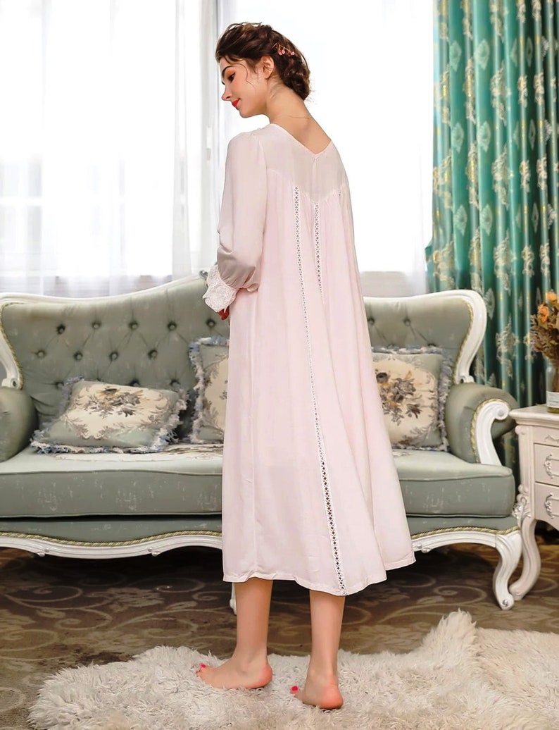 Vintage Victorian Lace Nightgown, Cotton Edwardian Nightgowns, Retro ...