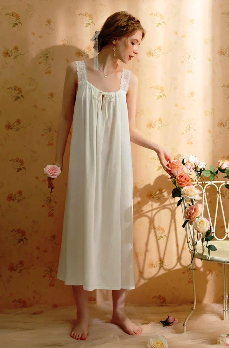 Cotton Loungewear Sleepwear, Gift for Her, Vintage Victorian Lace ...