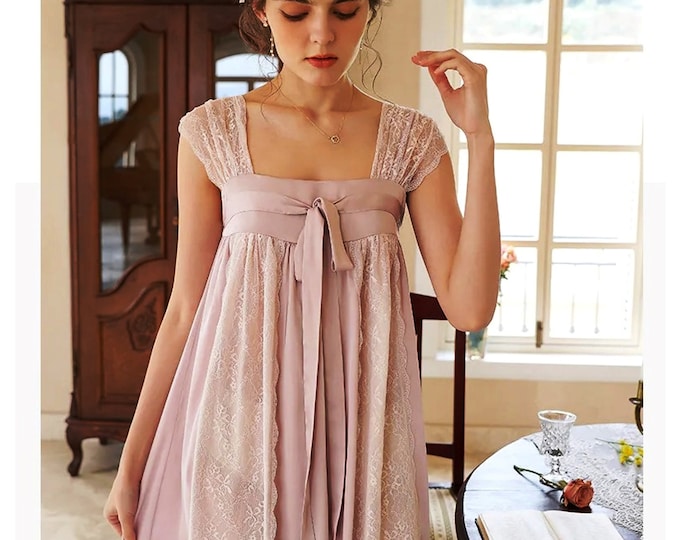Sleeveless Nightgown Summer,, Lace Satin Gown for Women, Beautiful Lace ...