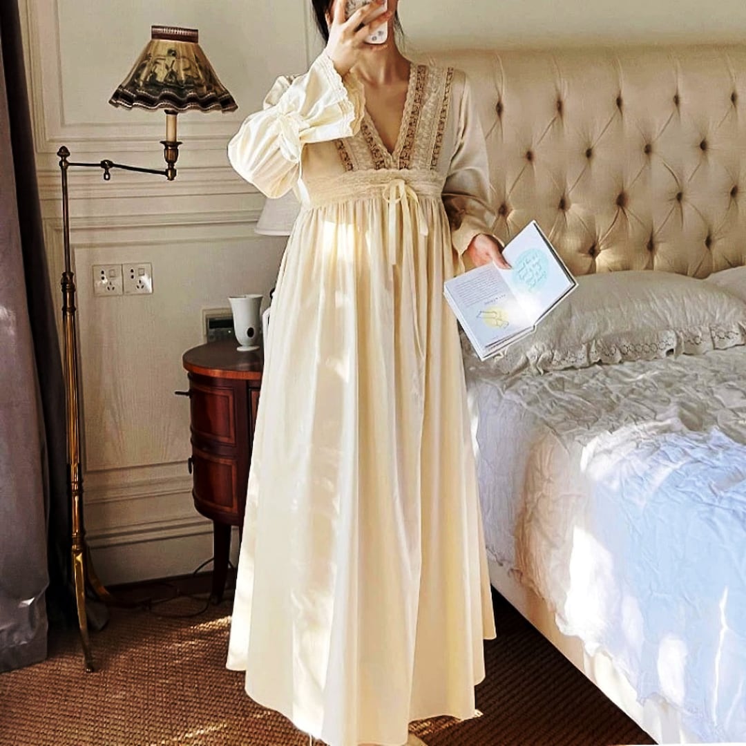 Handmade Cotton Victorian Nightgown: Soft Lace Edwardian Sleepwear - Etsy