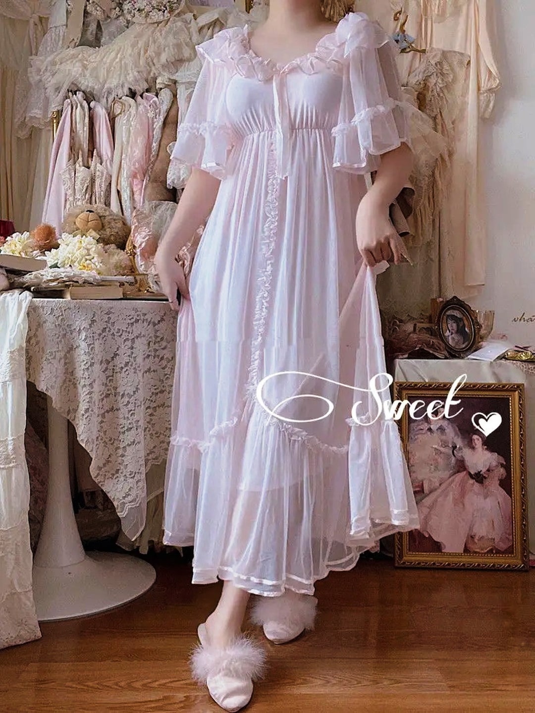 Vintage Victorian Lace Nightgown: Cotton Edwardian Loungewear - Etsy