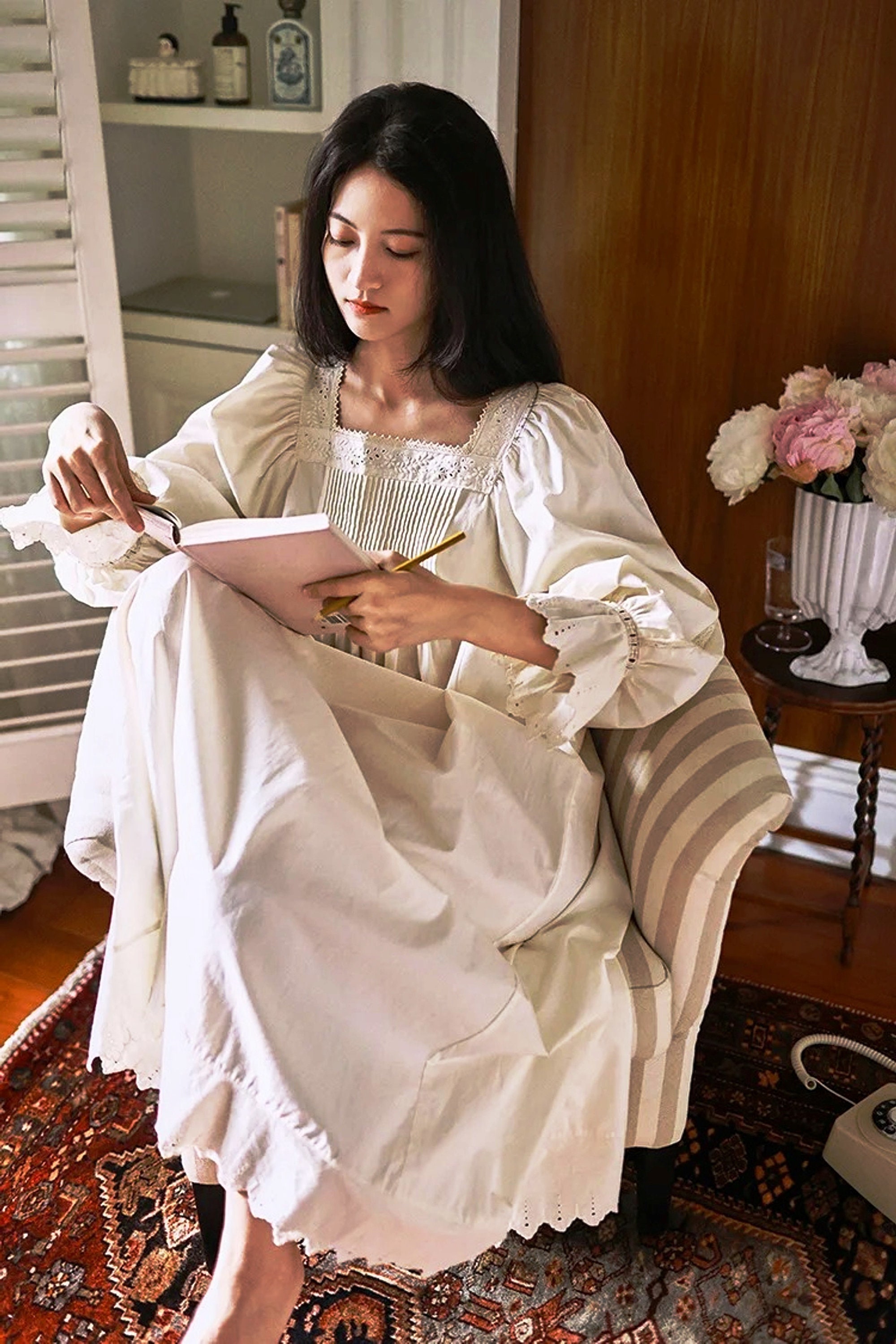 Vintage Victorian Lace Nightgown, Edwardian Nightgown ,cotton ...