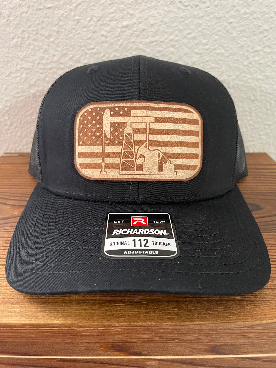 Oilfield American Flag Leather Patch Hat Oil Rig Oil Field - Etsy