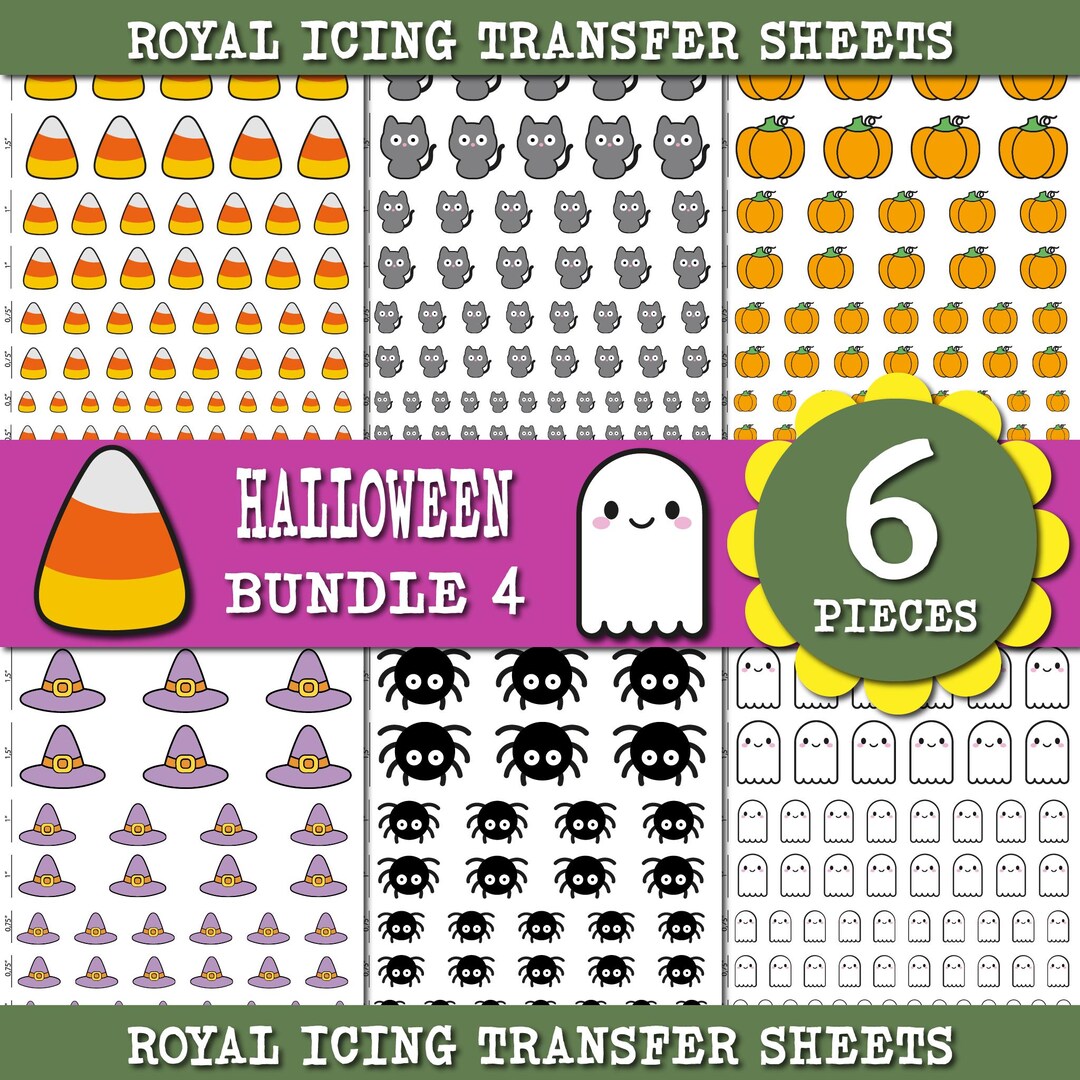 HALLOWEEN Royal Icing Transfer Sheets Bundle, Halloween Cookies, Royal ...