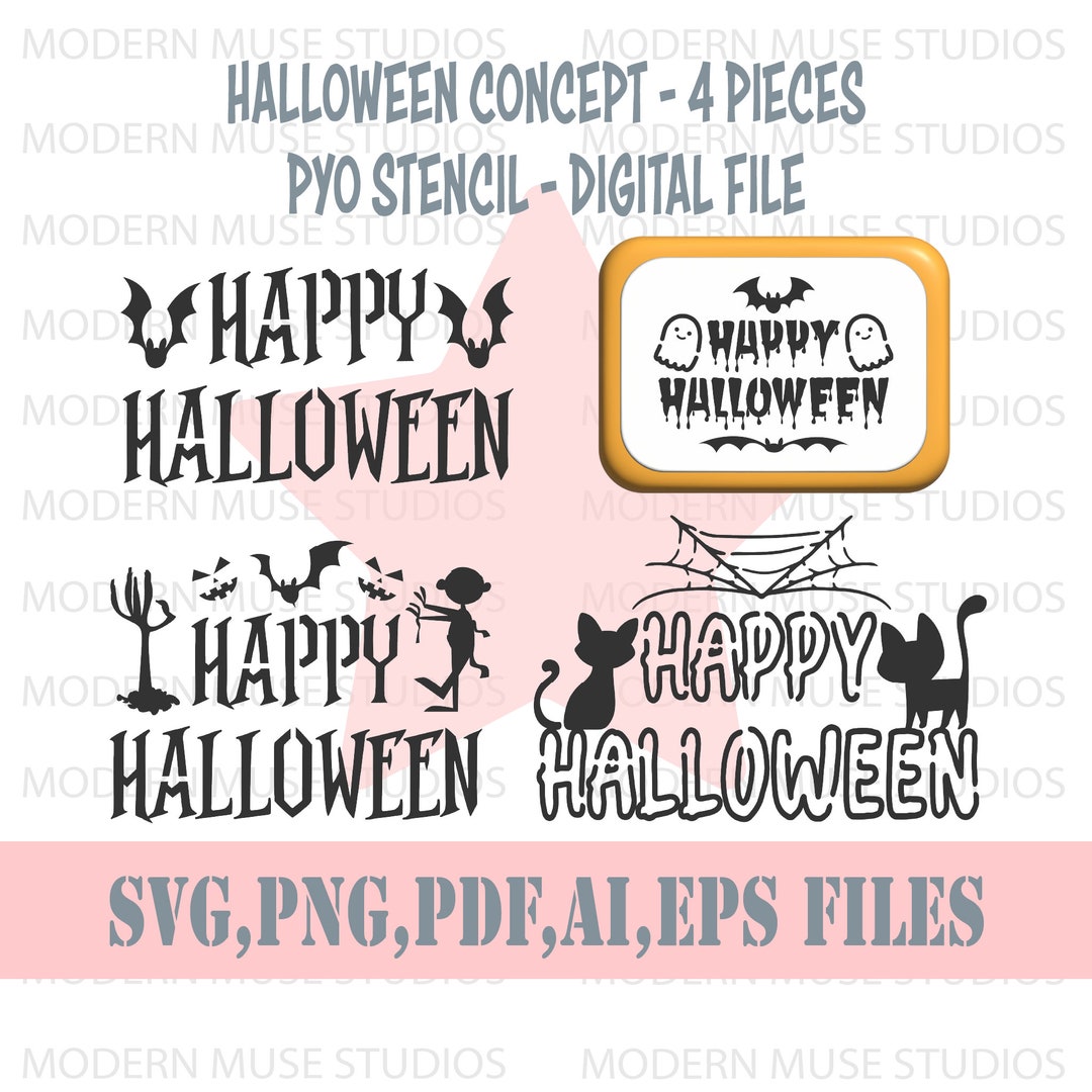 Pyo Happy Halloween Cookie Stencil Bundle, Pyo Fall Stencil, Cute Ghost ...
