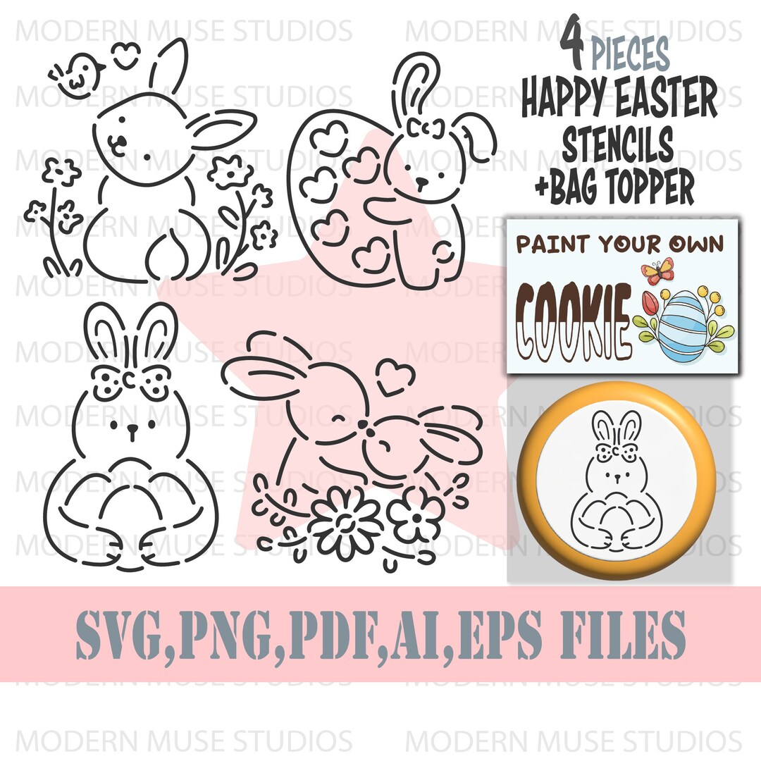 Happy Easter Pyo Stencil Bundle, Easter Sugar Cookies, Pyo Cookie ...