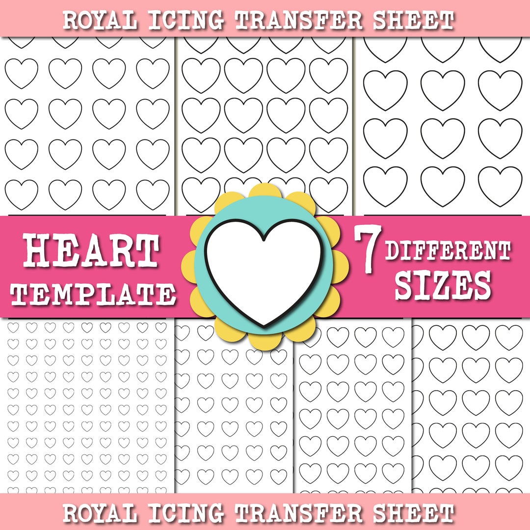 HEART Royal Icing Transfer Sheets Bundle, Heart Cookies, Heart Royal ...