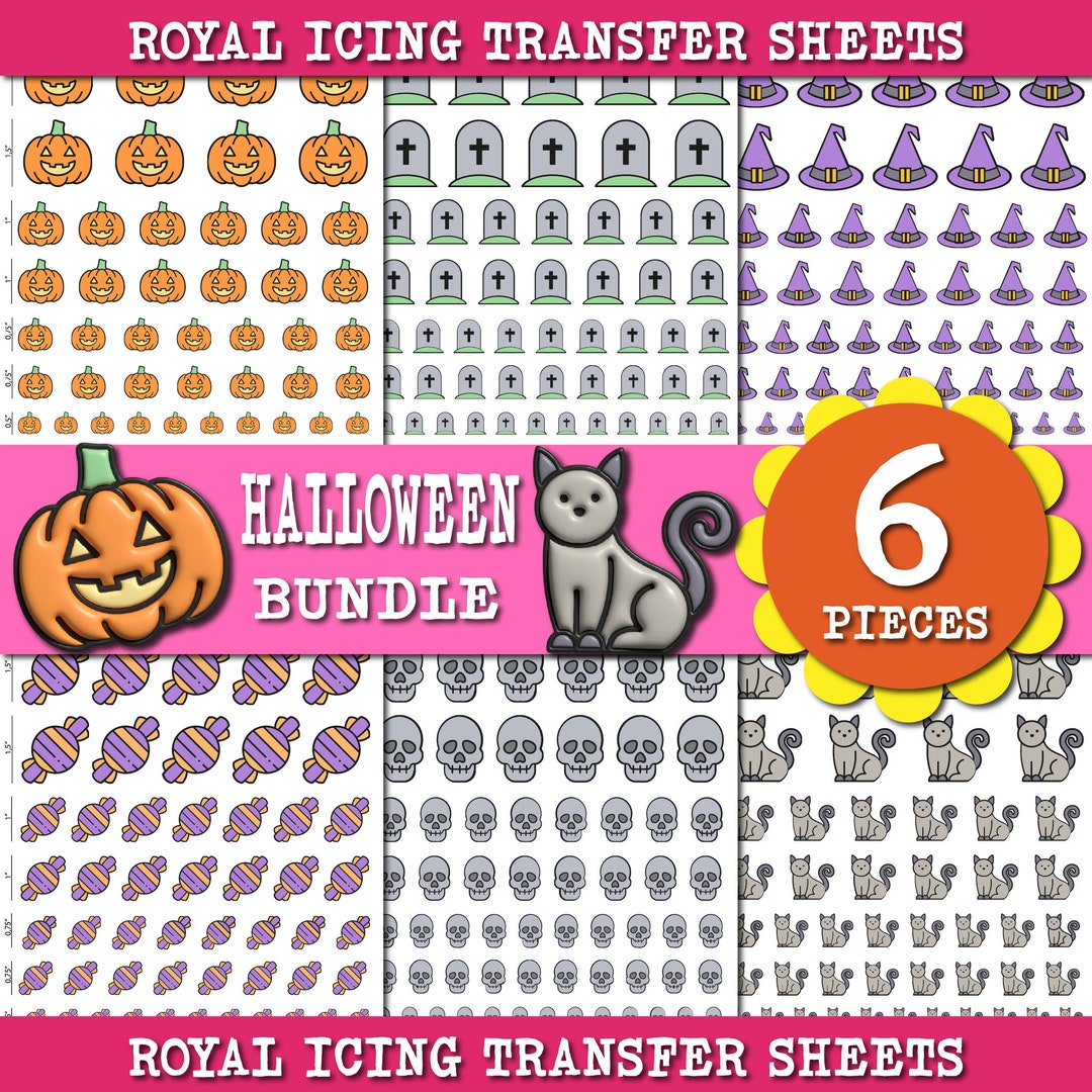 HALLOWEEN Royal Icing Transfer Sheets Bundle, Halloween Cookies, Royal ...