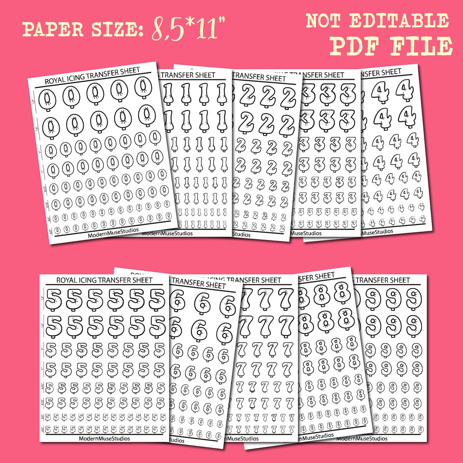 Balloon Number Royal Icing Transfer Sheets, Number Cookies, Birthday ...