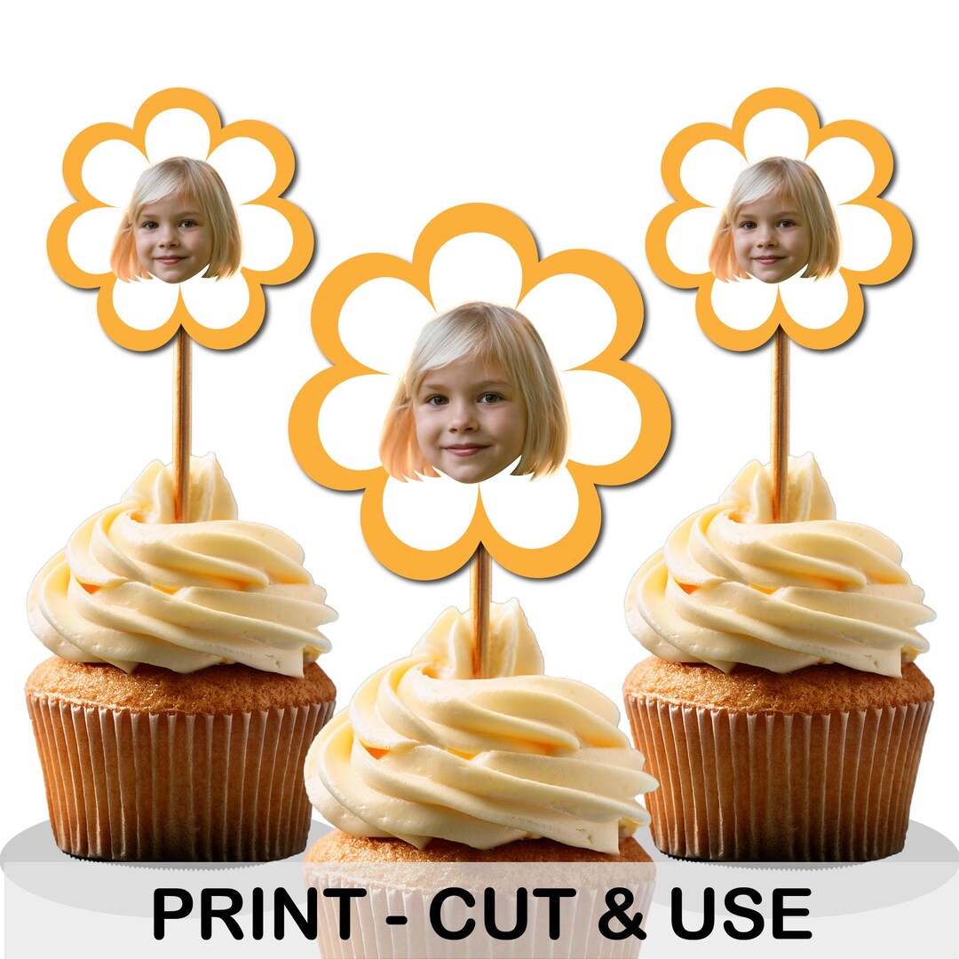 Custom Flower Cupcake Toppers, Floral Birthday Party, Baby Birthday ...