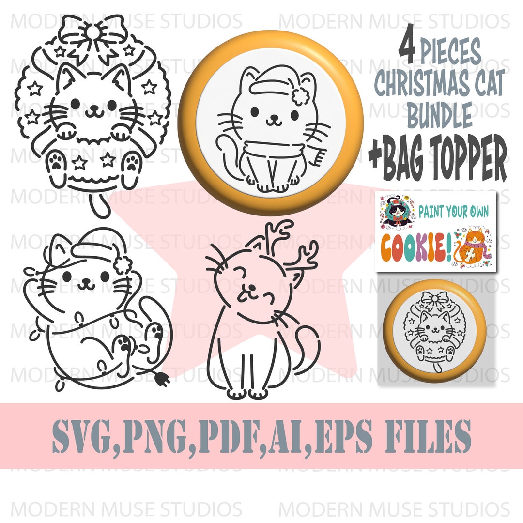 Pyo Christmas Cat Cookie Stencil File Bundle, Pyo Christmas Cookie Bag ...