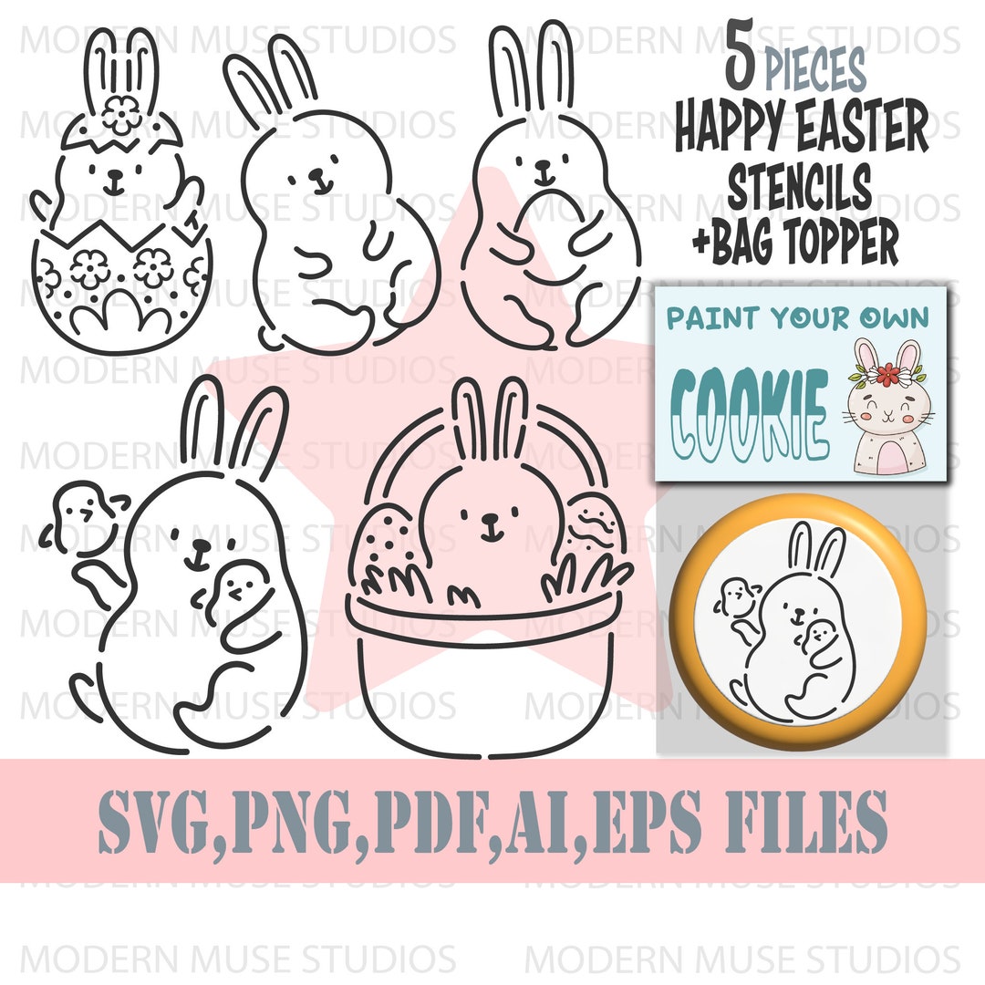 Happy Easter Pyo Stencil Bundle, Easter Sugar Cookies, Pyo Cookie ...