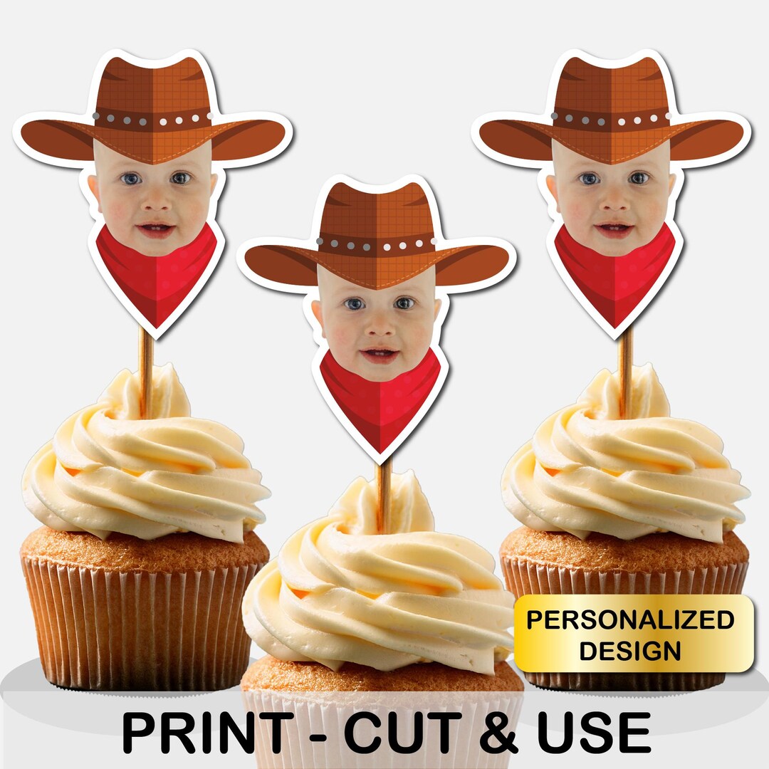 Cowboy Cupcake Toppers, Cowboy Hat, Cupcake Toppers, Cowboy Cupcake ...