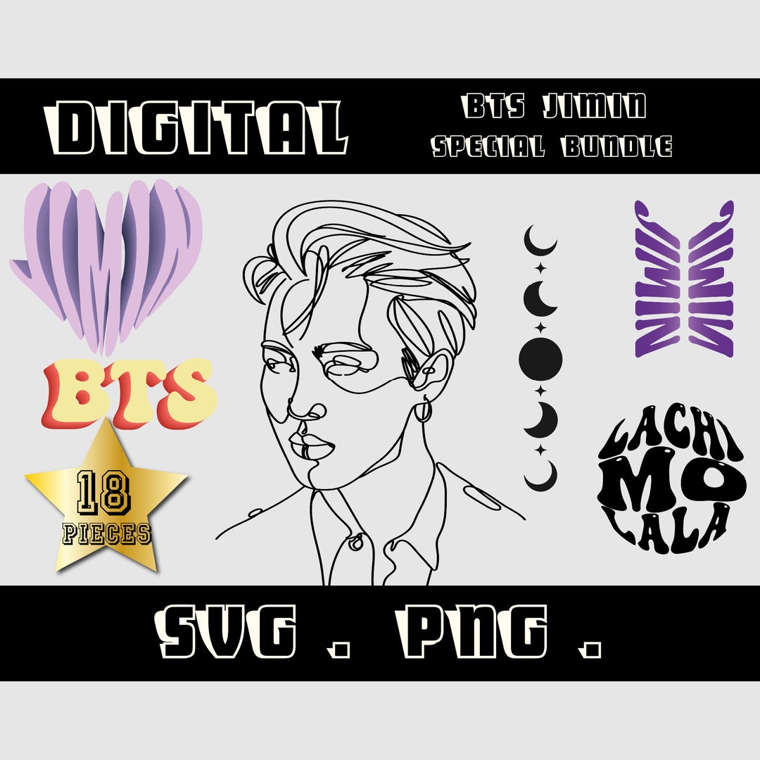 BTS Jimin One Line Art Svg Bundle Bts Png Kpop Svg Files for - Etsy ...
