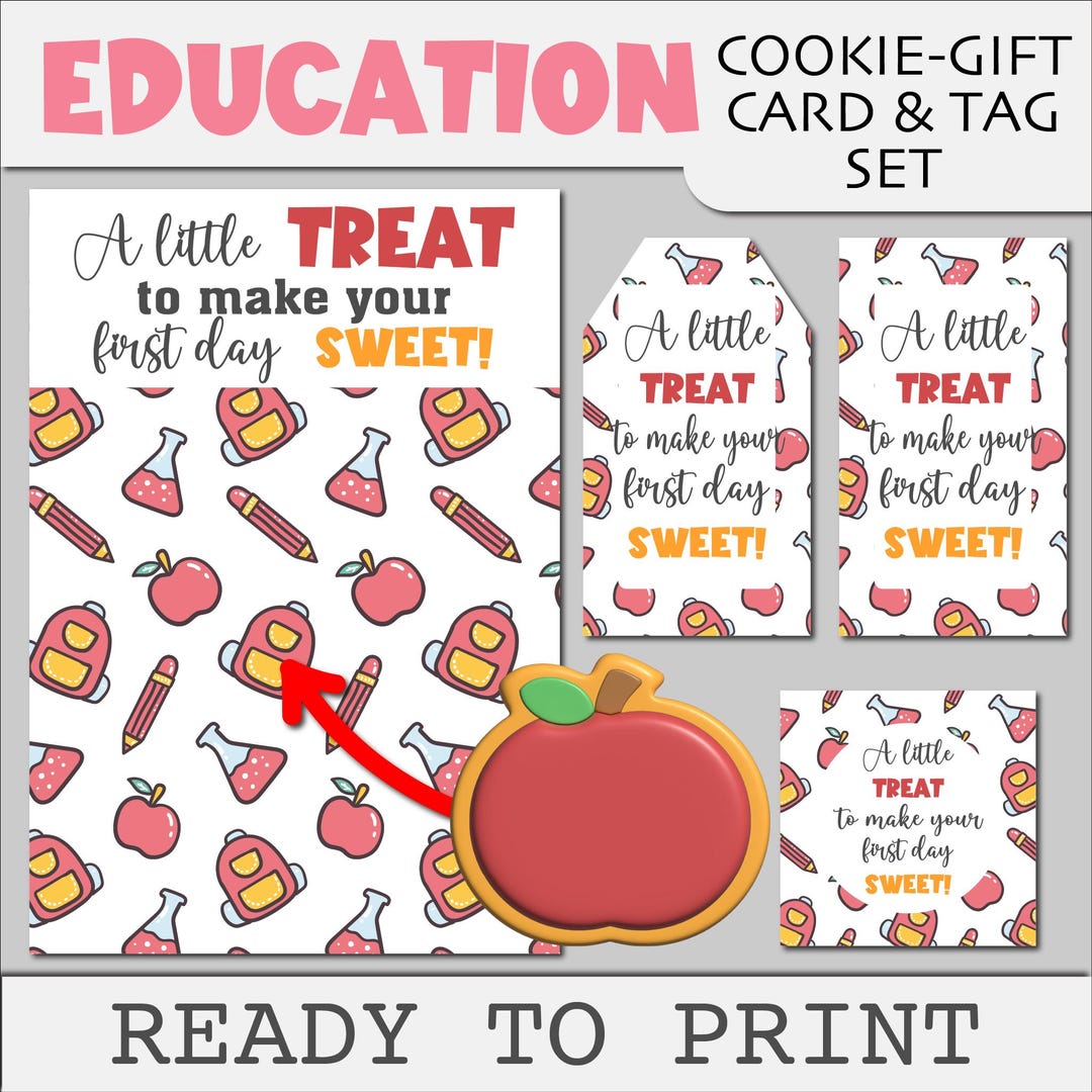 Teacher Cookie Card, Welcome Back to School Tag, Happy 1st First Day of ...