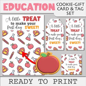 Teacher Cookie Card, Welcome Back to School Tag, Happy 1st First Day of ...