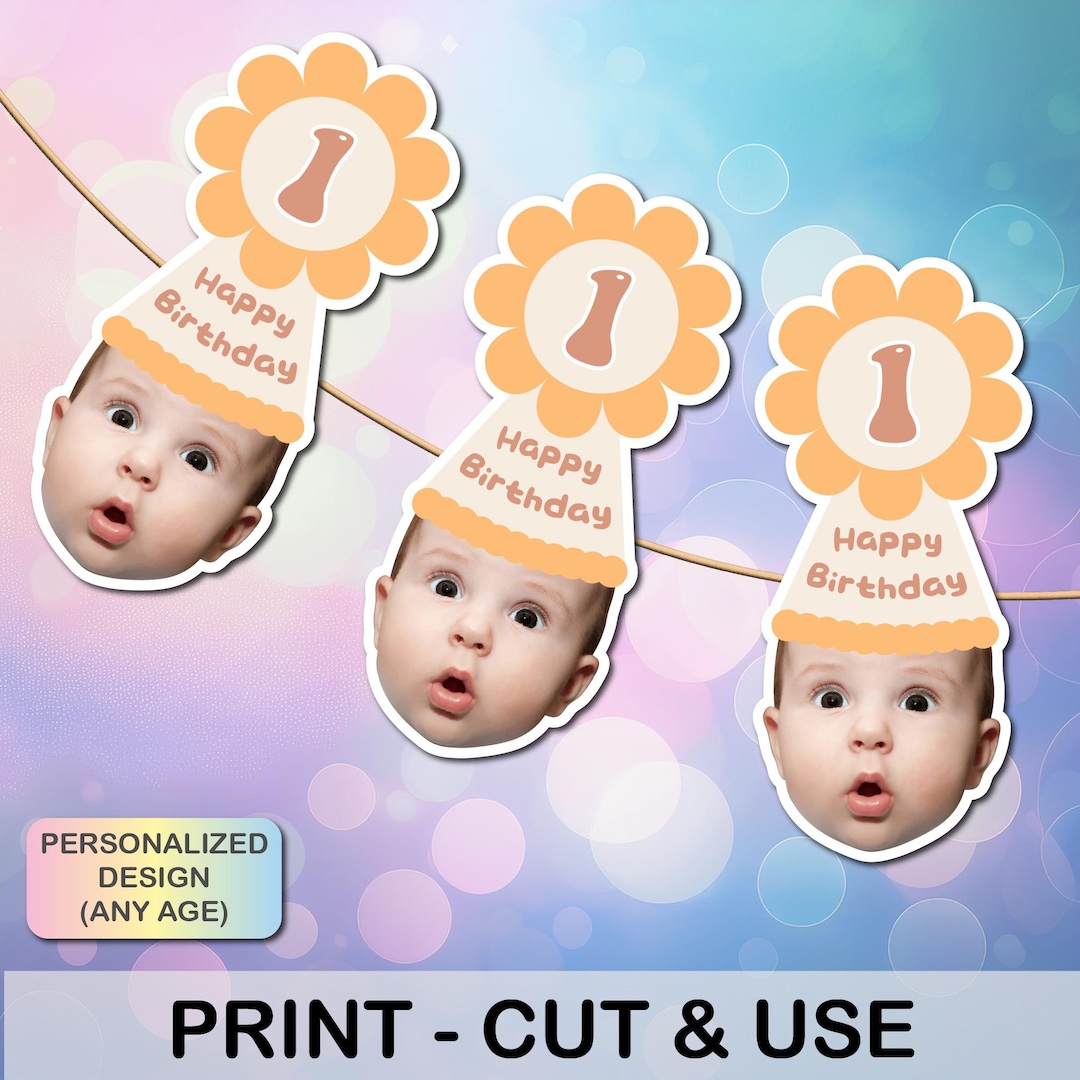 Custom Flower Banner Birthday, Birthday Bunting Banner, Photo Banner ...