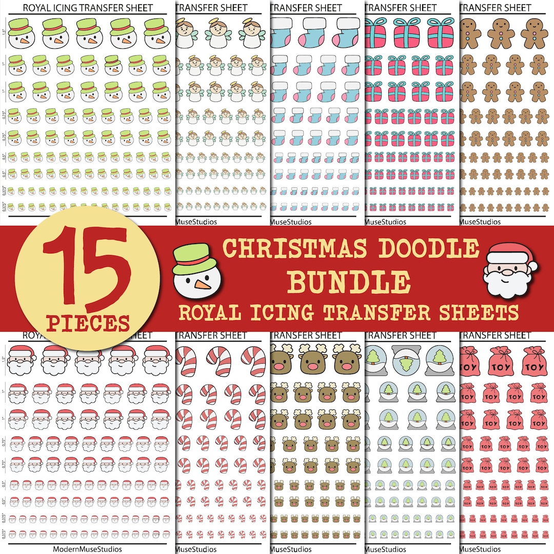 Christmas Royal Icing Transfer Sheets Bundle, Christmas Cookies, Royal ...