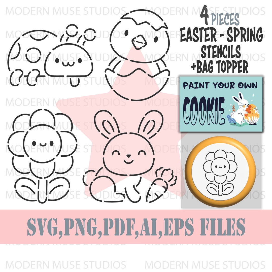 EASTER Spring Pyo Stencil Bundle, Easter Sugar Cookies, Pyo Cookie ...
