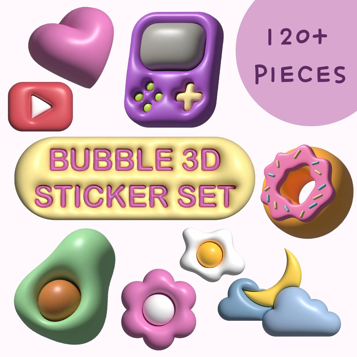 3D Cute Digital Goodnotes Planner Sticker Pack Goodnotes - Etsy