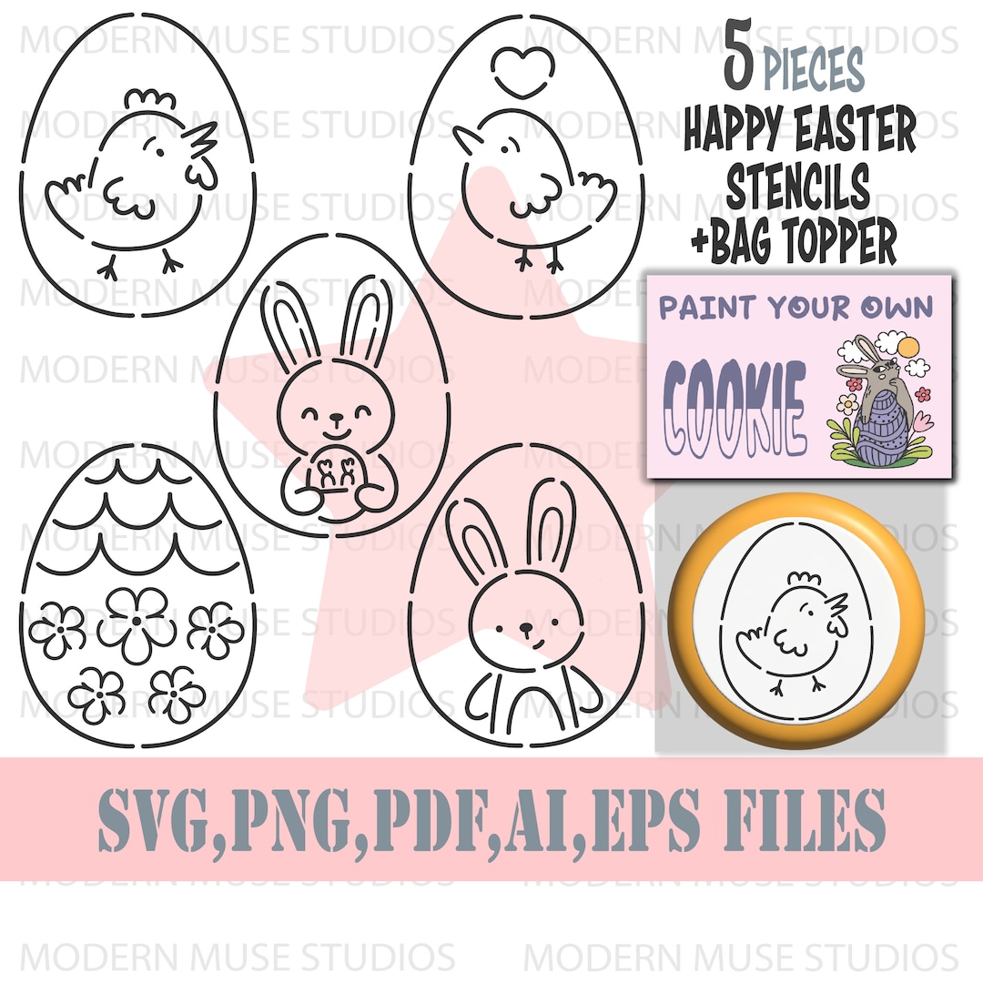 Happy Easter Pyo Stencil Bundle, Easter Sugar Cookies, Pyo Cookie ...