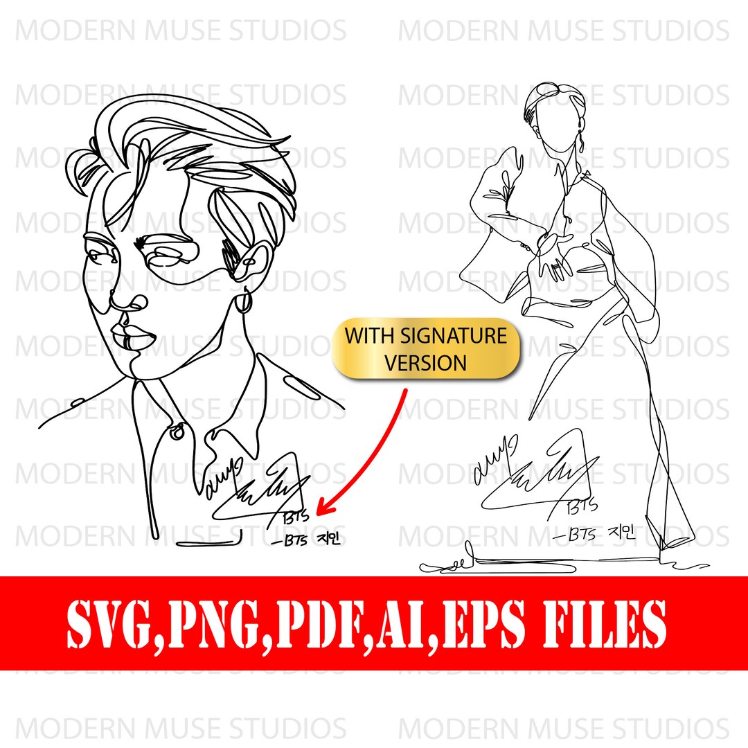 BTS Jimin One Line Art Svg Bts Jimin Png Kpop Svg Files for - Etsy ...