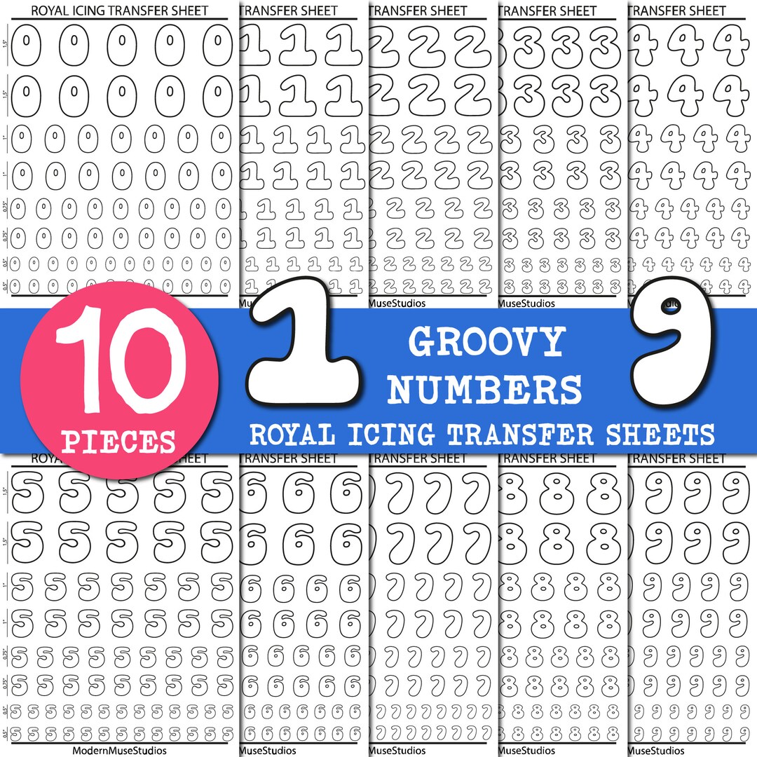 Number Royal Icing Transfer Sheets Bundle, Number Cookies, Birthday ...