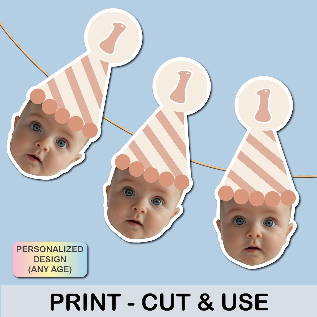 Custom Face Cutout Banner Birthday, Birthday Bunting Banner, Photo ...