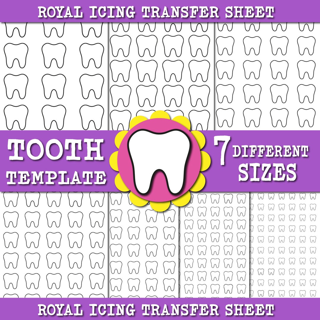 Tooth Royal Icing Transfer Sheets Bundle, Tooth Cookies, Tooth Royal ...