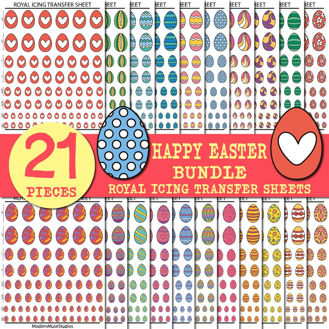 EASTER Royal Icing Transfer Sheet Bundle, Easter Cookies, Royal Icing ...