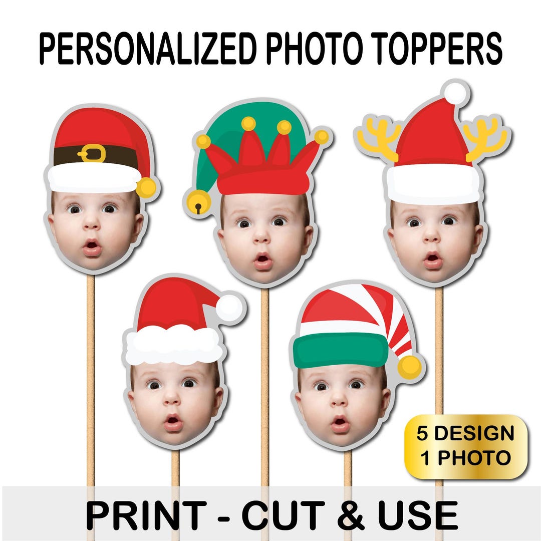 Custom Christmas Cupcakes Toppers, Christmas Party Decoration, Photo ...