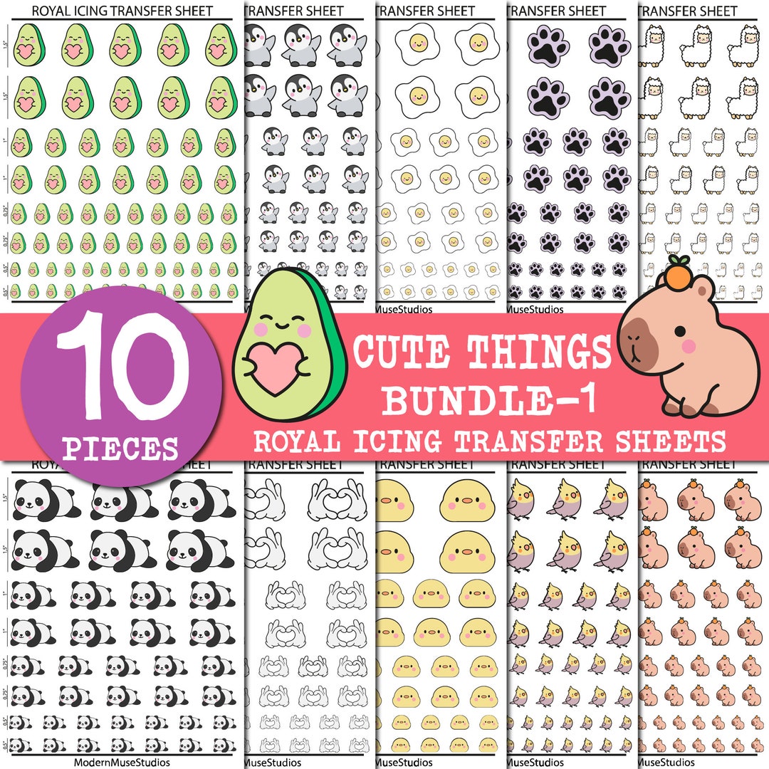 CUTE Animal Royal Icing Transfer Sheet Bundle, Animal Cookies, Royal ...
