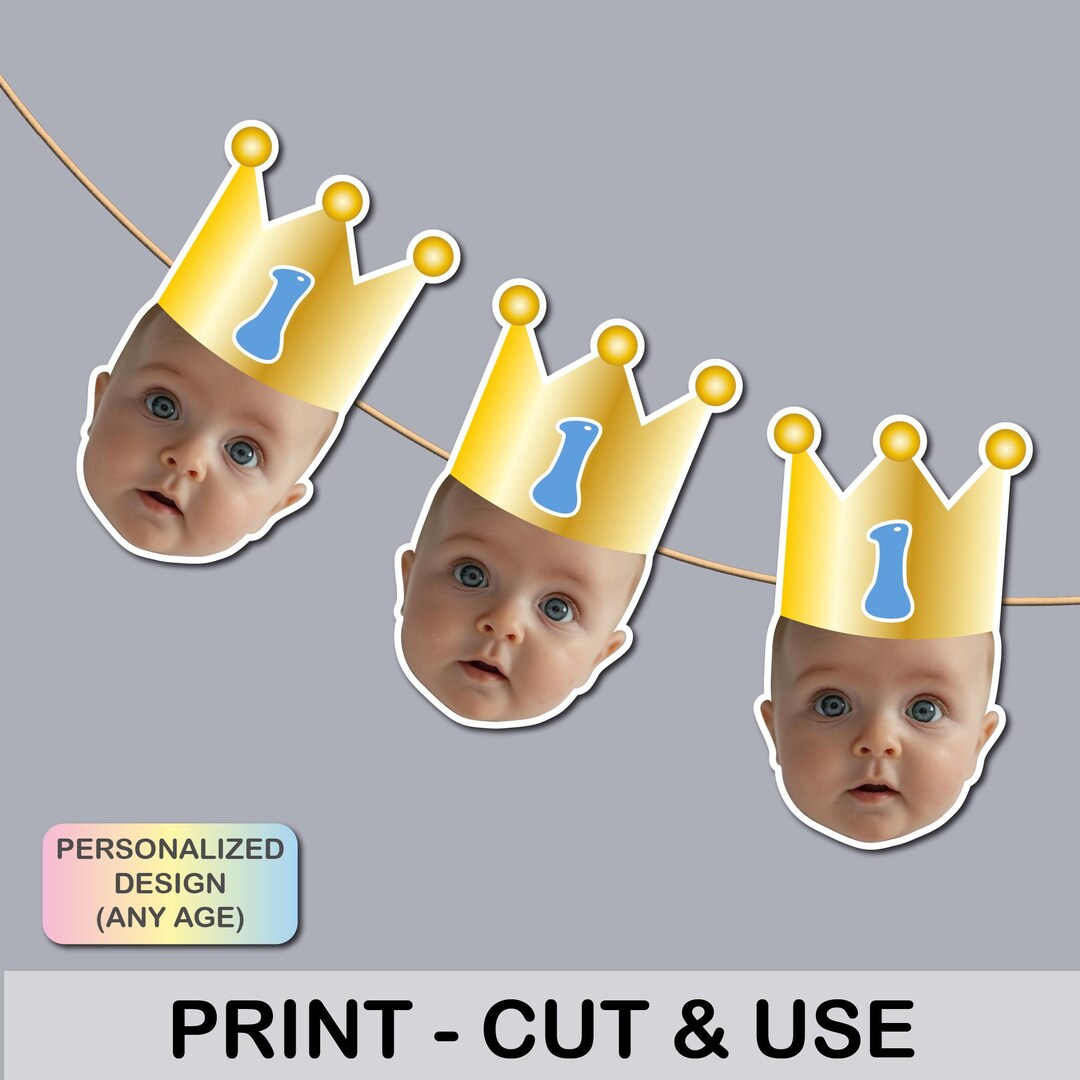 Custom Face Cutout Banner Birthday, Birthday Bunting Banner, Photo ...