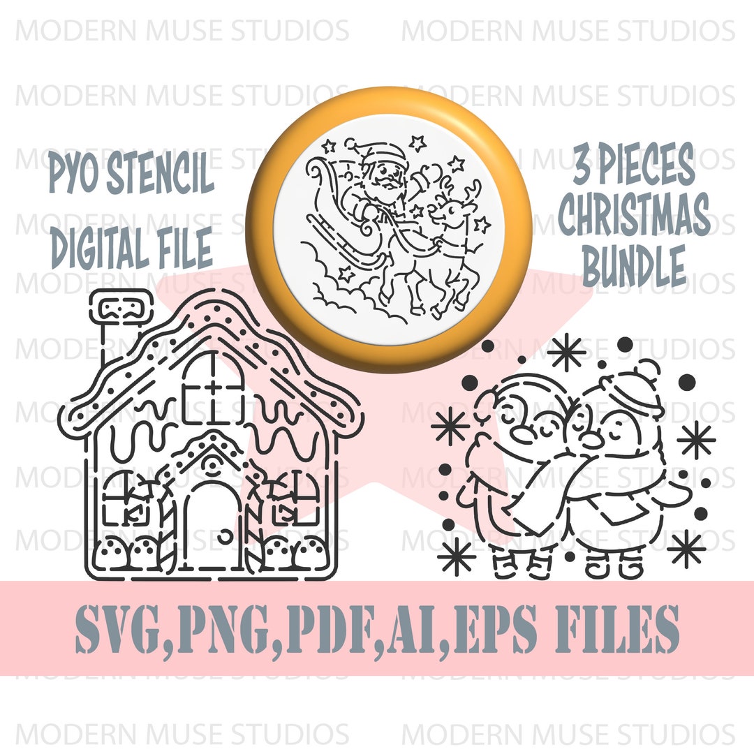 Pyo Christmas Cookie Stencil File Bundle, Pyo Christmas Cookies, Cute ...