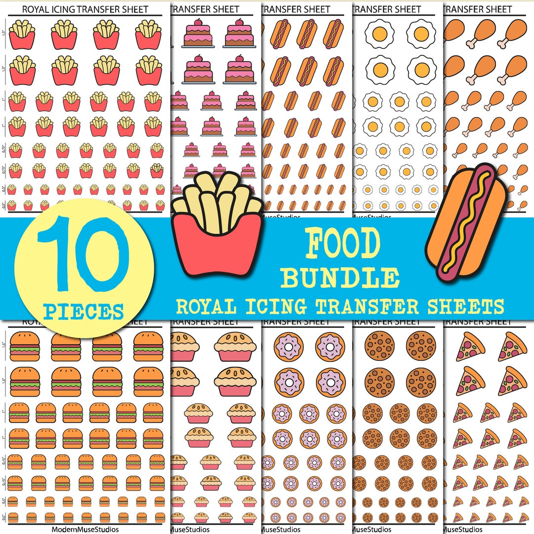 Fast Food Royal Icing Transfer Sheets Bundle, Sugar Cookies, Royal ...