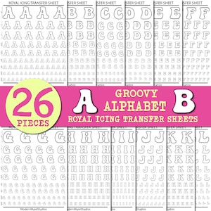 ALPHABET Royal Icing Transfer Sheets Bundle Set, Letter Cookies, Royal ...