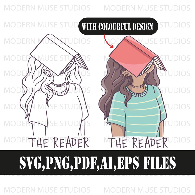 The Reader Png Svg Woman Line Art Book Lover Png - Etsy