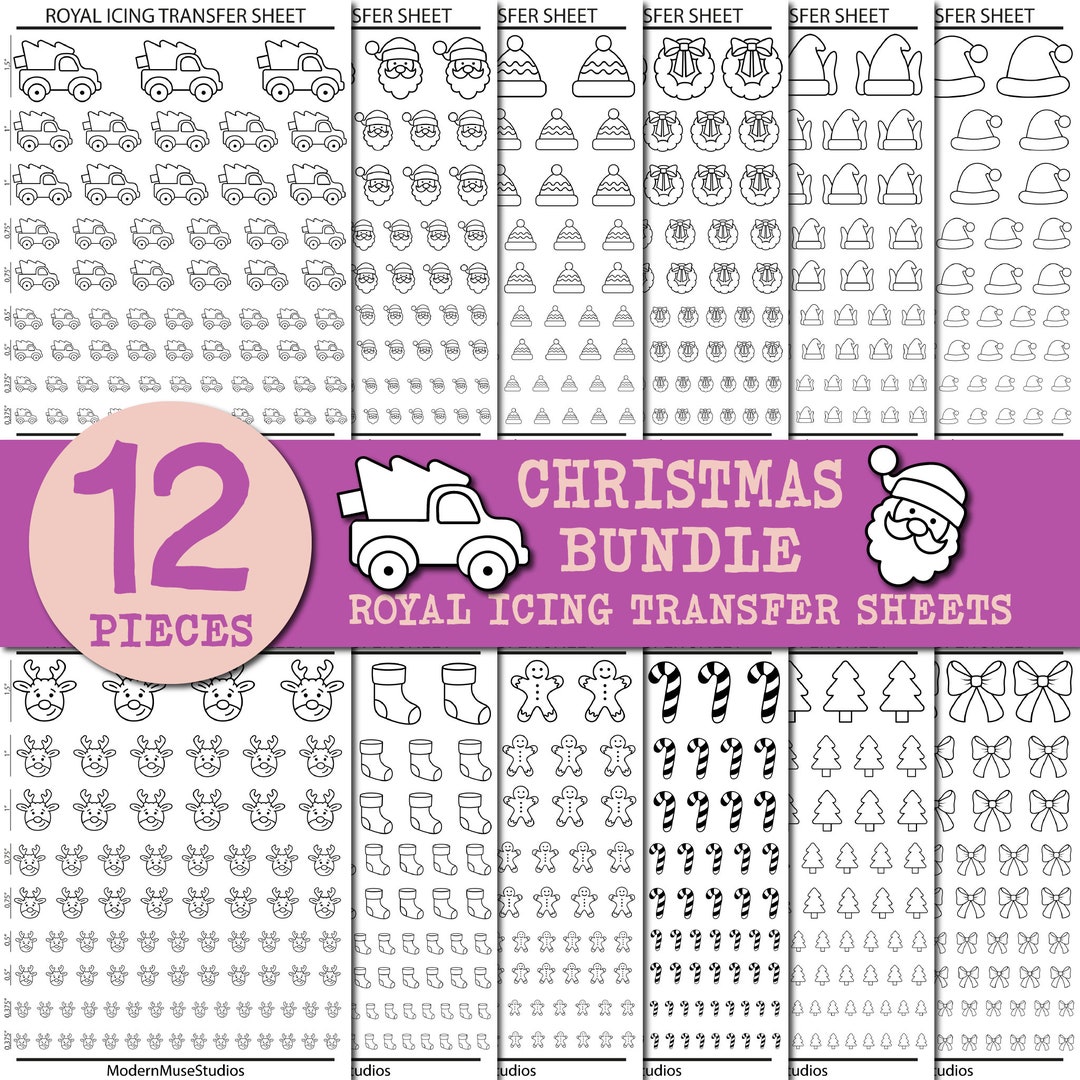 Christmas Royal Icing Transfer Sheets Bundle, Christmas Cookies, Royal ...