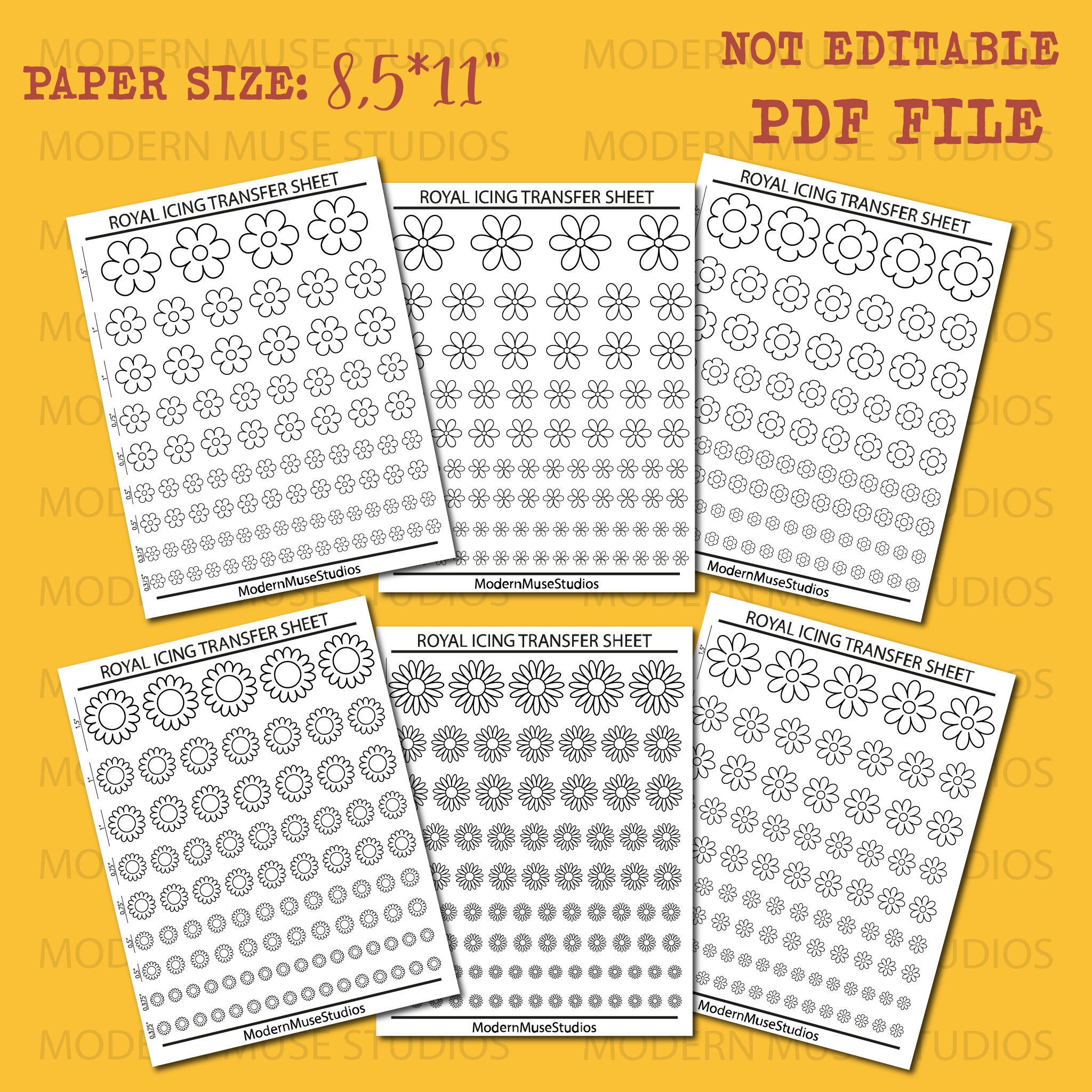 Daisy Royal Icing Transfer Sheets Bundle Flower Cookies - Etsy
