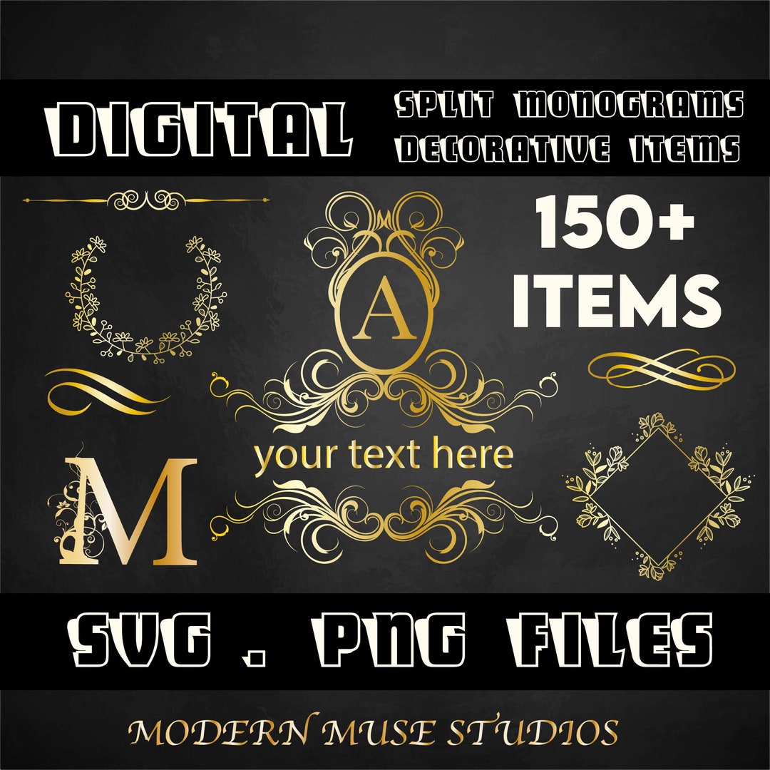 Floral Split Monogram Font Svg, Png, Pdf, Monogram Frame Alphabet ...
