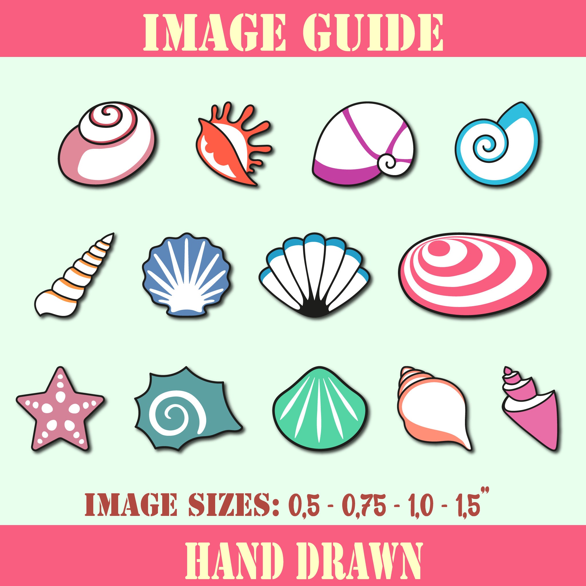 Sea Shell Royal Icing Transfer Sheets Bundle, Sugar Cookies, Royal ...