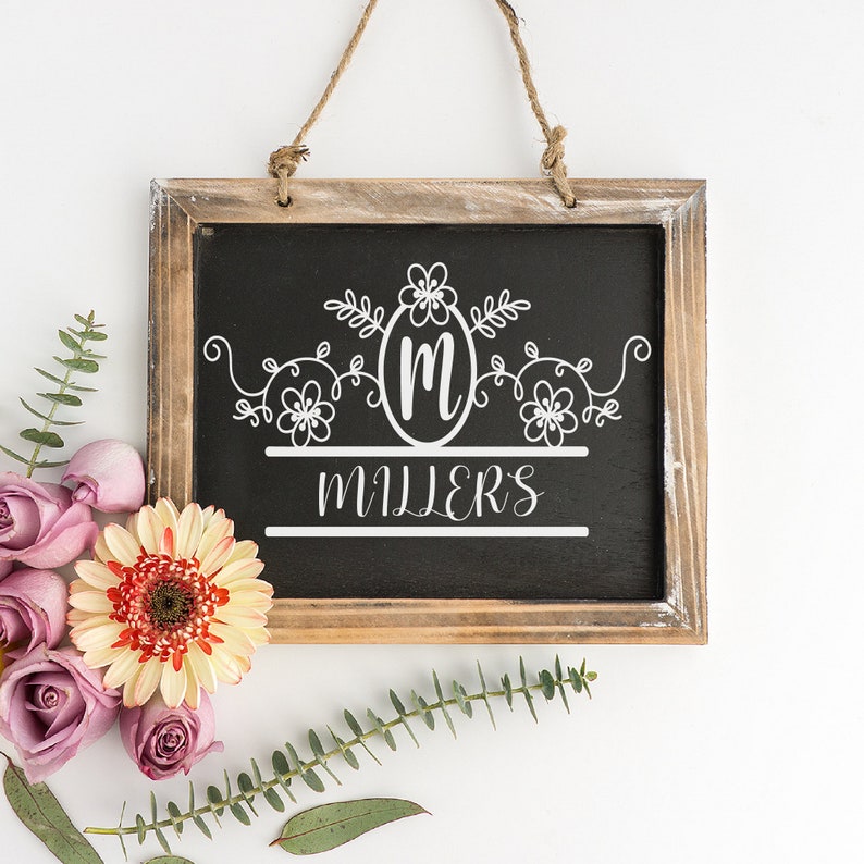 Floral Split Monogram Font Svg Png Pdf Monogram Frame - Etsy