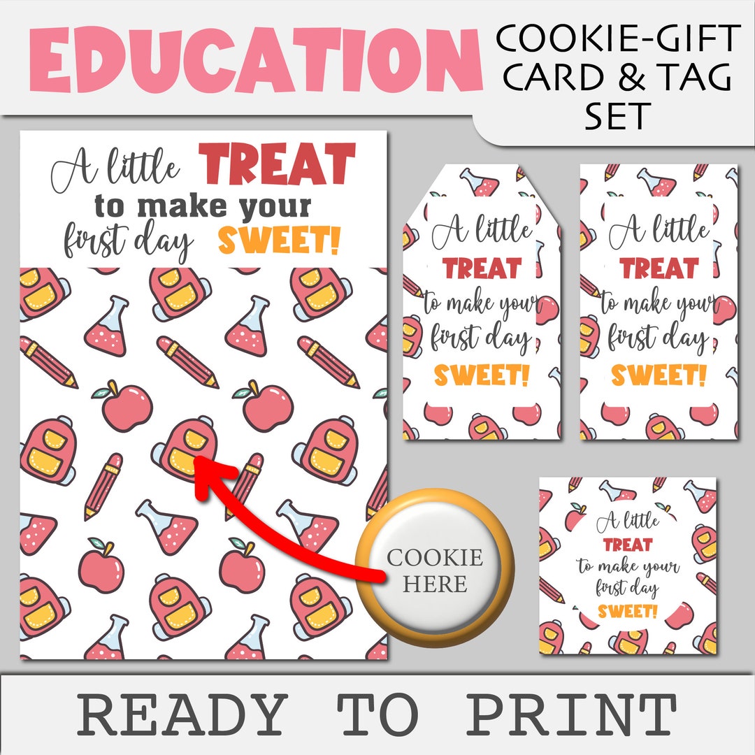 Teacher Cookie Card, Welcome Back to School Tag, Happy 1st First Day of ...