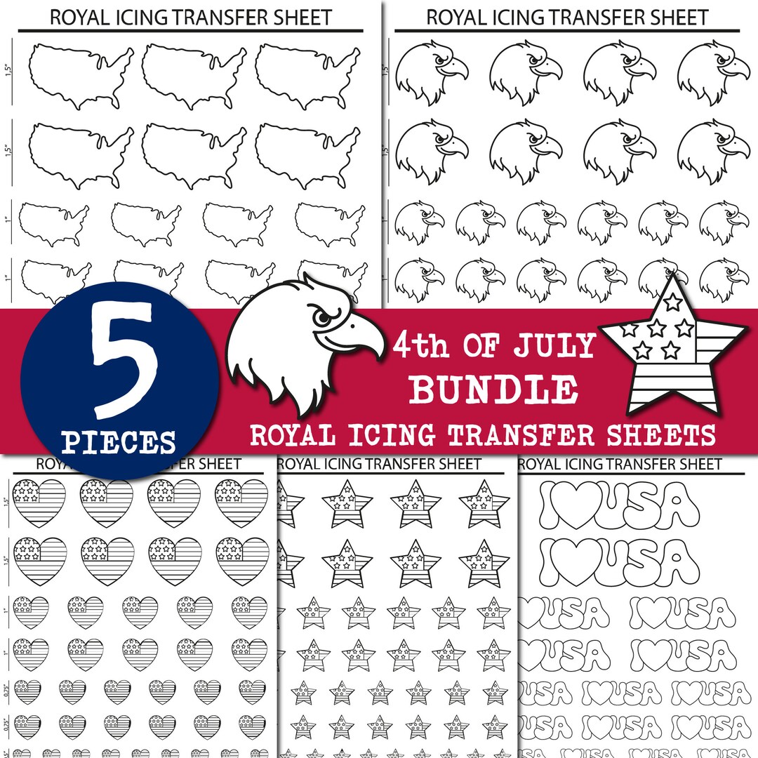 I Love Usa Royal Icing Transfer Sheets Bundle, Sugar Cookies, Royal ...