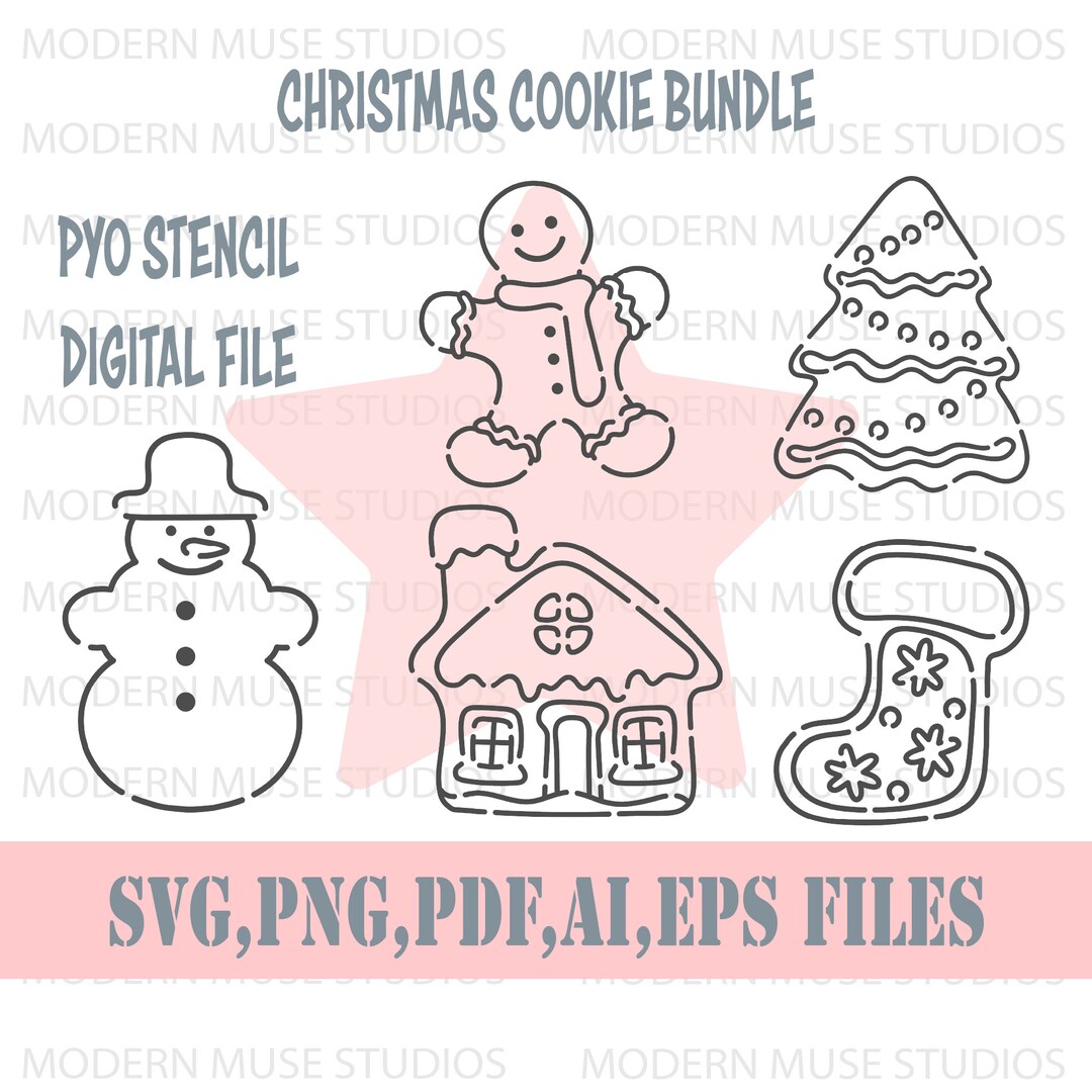 Pyo Christmas Cookie Stencil File Bundle, Pyo Christmas Cookies, Cute ...