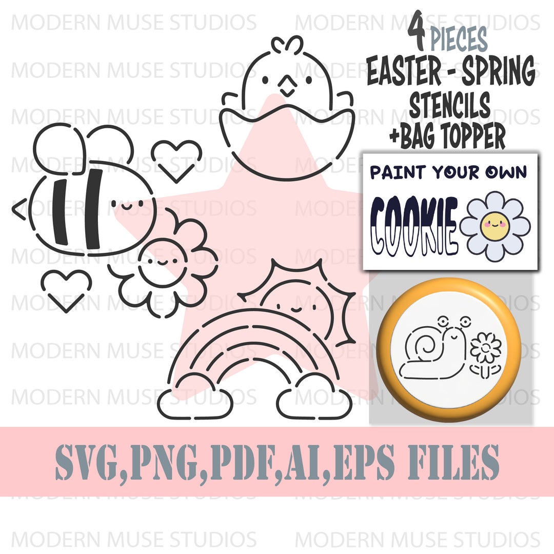 EASTER Spring Pyo Stencil Bundle, Easter Sugar Cookies, Pyo Cookie ...