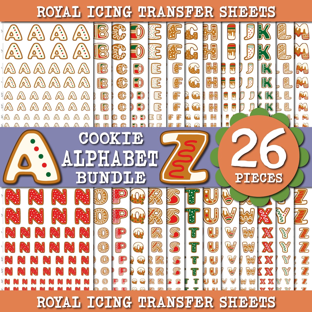 ALPHABET Royal Icing Transfer Sheets Bundle, Letter Cookies, HALLOWEEN ...