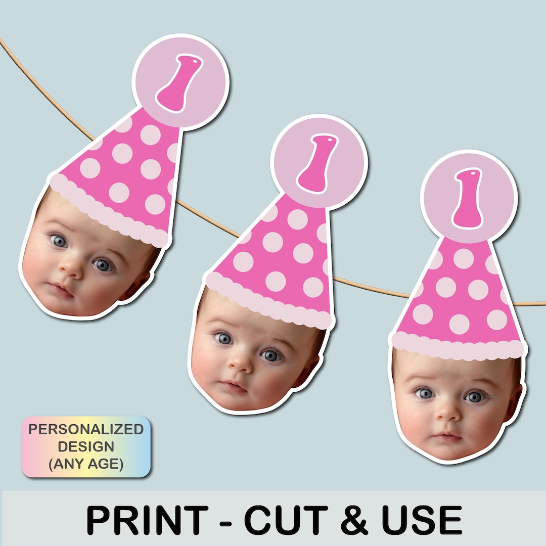 Custom Face Cutout Banner Birthday, Birthday Bunting Banner, Photo ...