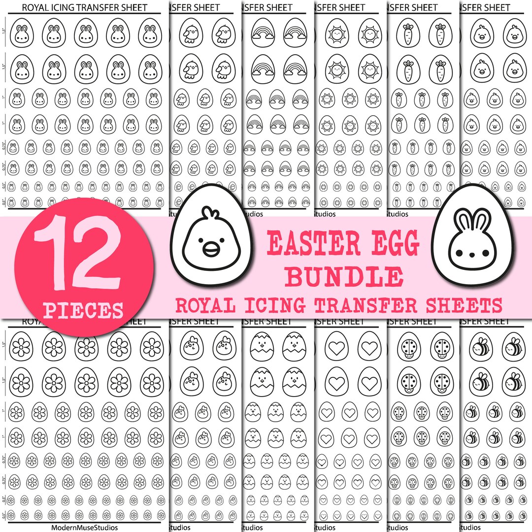 EASTER Spring Royal Icing Transfer Sheet Bundle, Easter Cookies, Royal ...